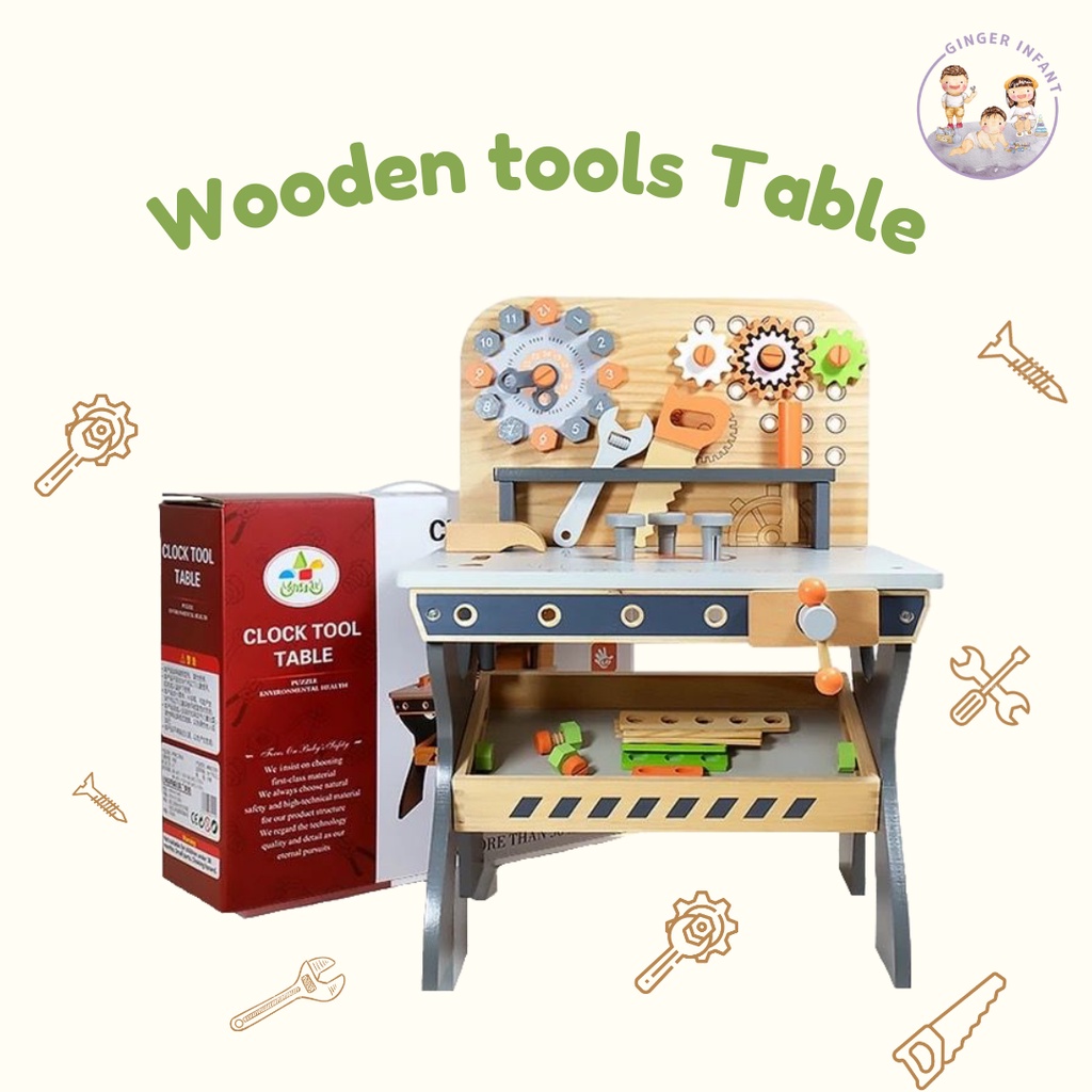 Jual wooden tools table mainan tool meja perkakas mainan tukang anak ...