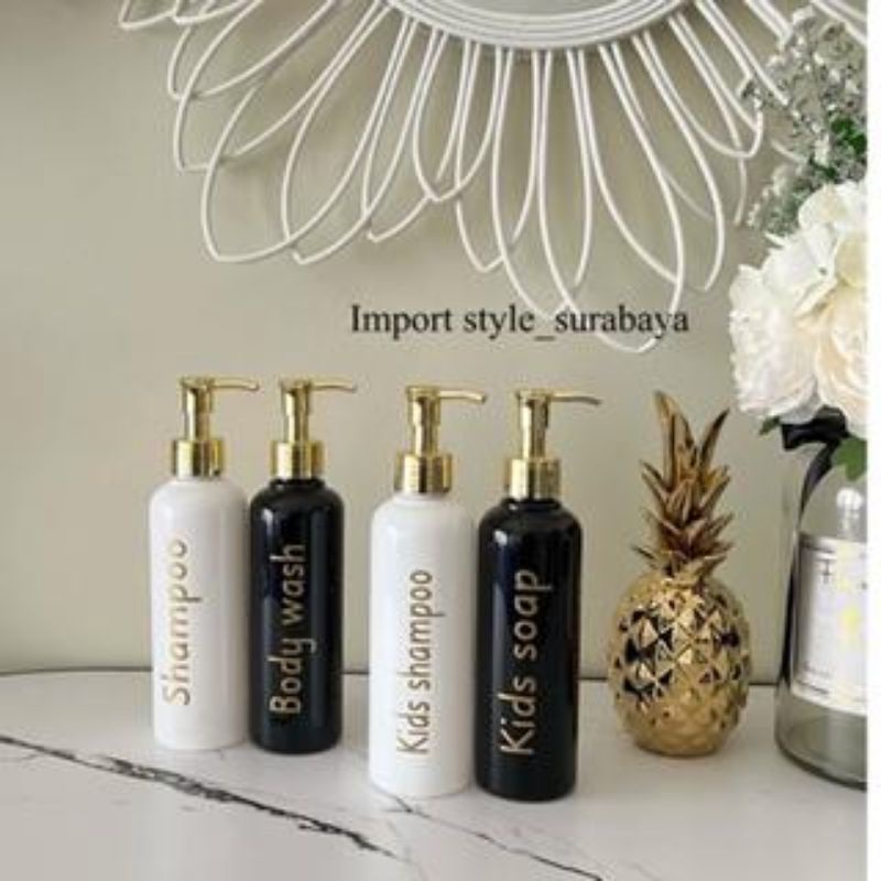 Jual botol HITAM / PUTIH GLOSSY 250ml GOLD NATURAL . luxury aesthetic ...