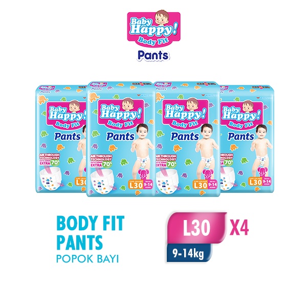 Jual Baby Happy Body Fit Pants Popok Bayi Size L 4 x 30+4 pcs | Shopee ...