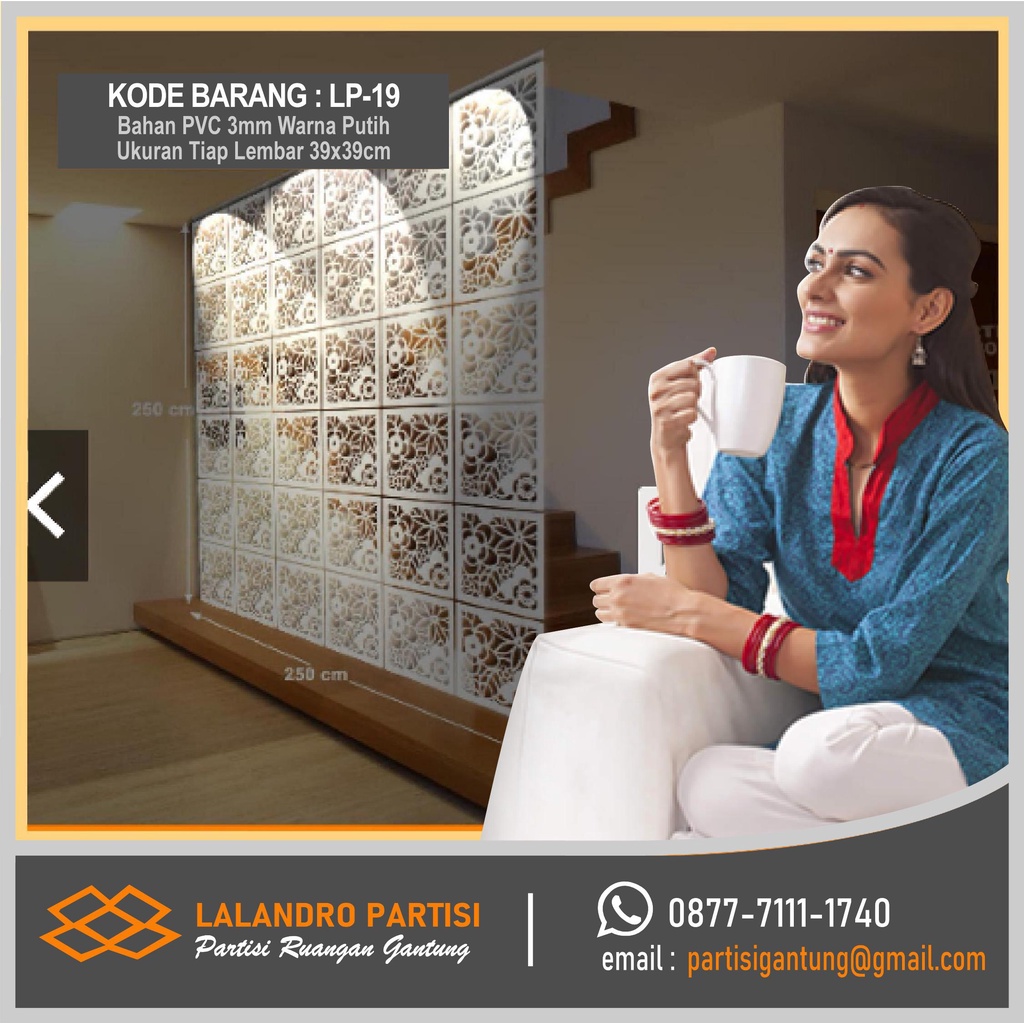 Jual Partisi Ruangan Gantung dan Geser Motif Kembang Kode LP-19 Bahan ...