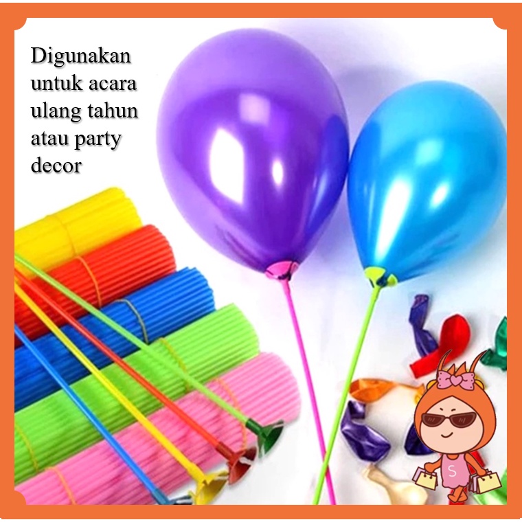 Jual Reseller Welcome - 5509 Stik Balon Warna Warni / Pegangan Cup ...