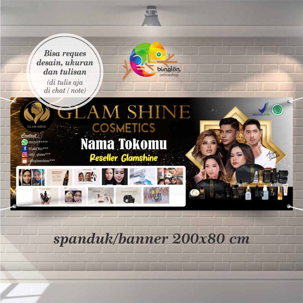Jual Spanduk, Banner Reseller Glam Shine Cosmetic Reques Tulisan ...