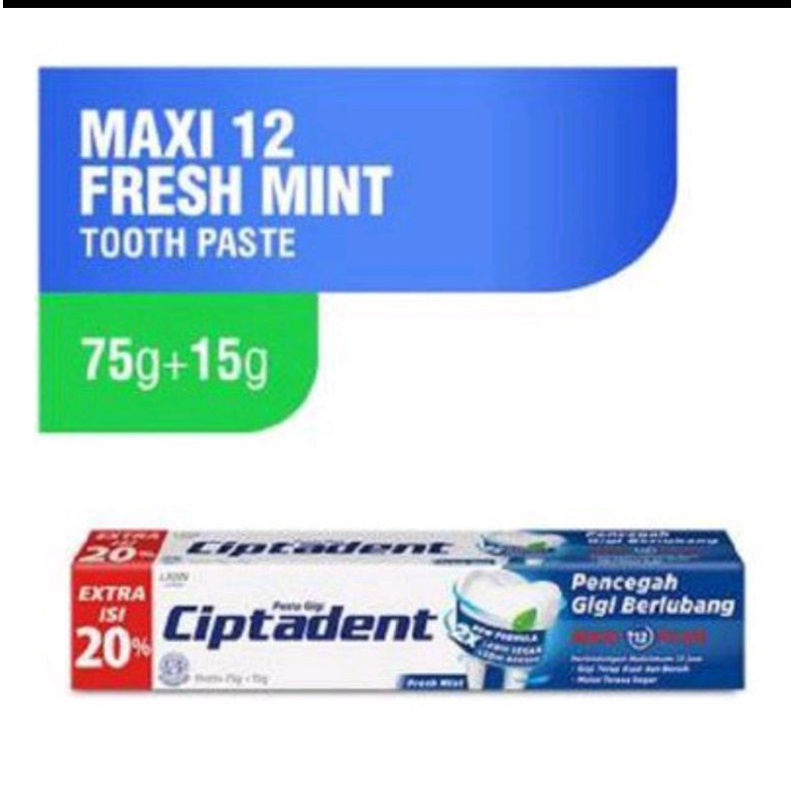 Jual Ciptadent Fresh Mint Maxi 12 Plus 75 gr + 15 gr | Shopee Indonesia