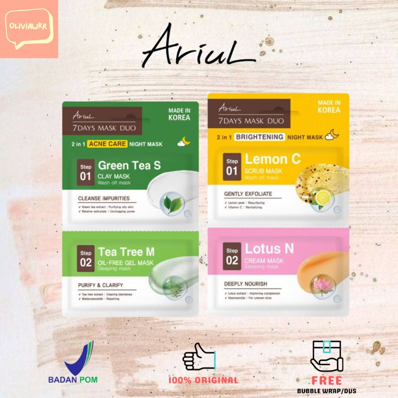 Jual Ariul 7 Days Mask Duo 2 in 1 Acne Care Brightening Night Mask 10ml | Shopee Indonesia