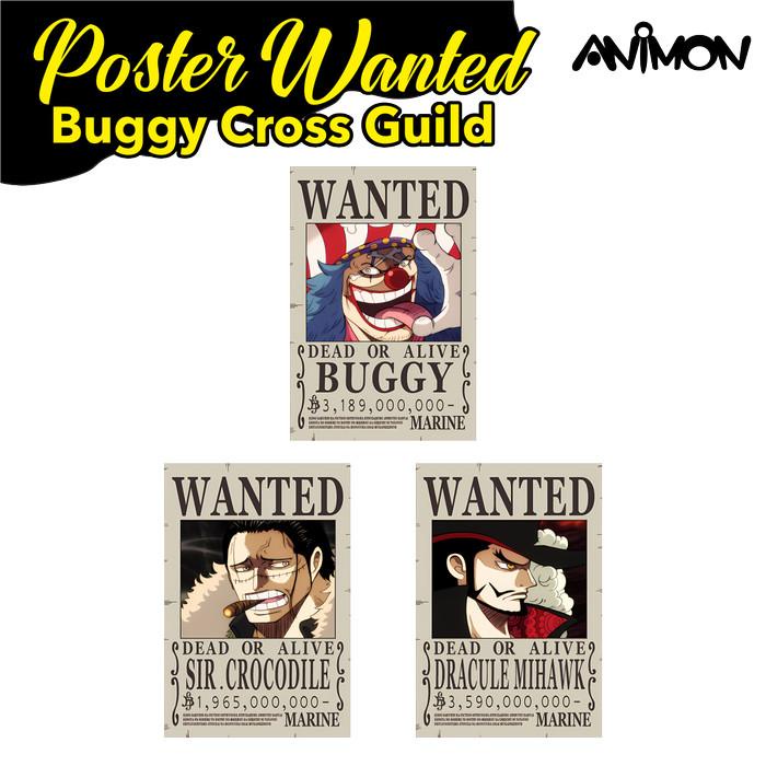 Jual Poster Wanted Bounty Cross Guild Captain Buggy Anime One Piece A5 ...