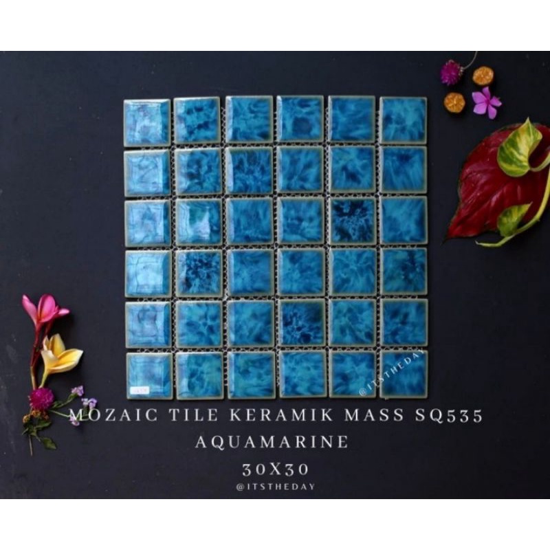 Jual Mozaik Kolam Renang Aquamarine Mosaic Tile Mozaik KERAMIK MASS ...