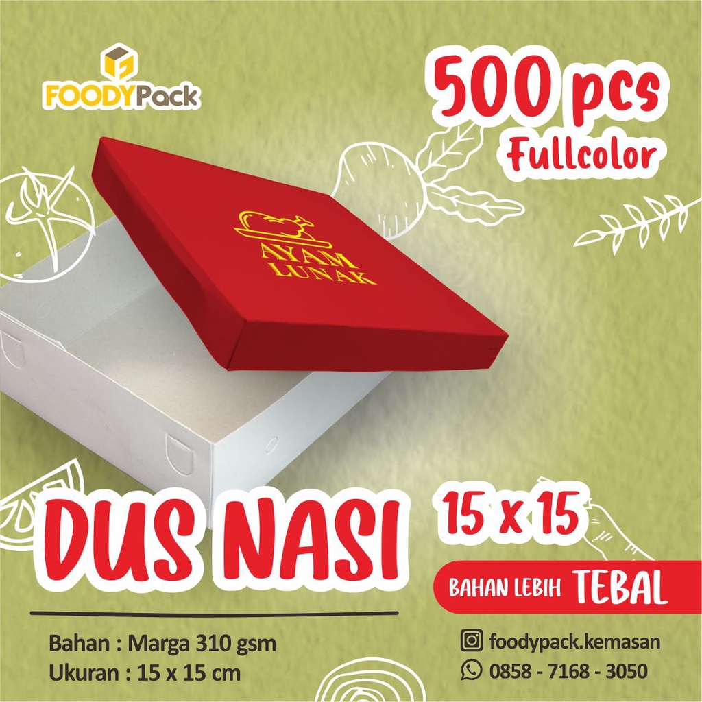 Jual [Custom Fullcolor] Dus Nasi 15x15 Marga 310gr | Catering box | Dus Nasi | Kotak Nasi ...