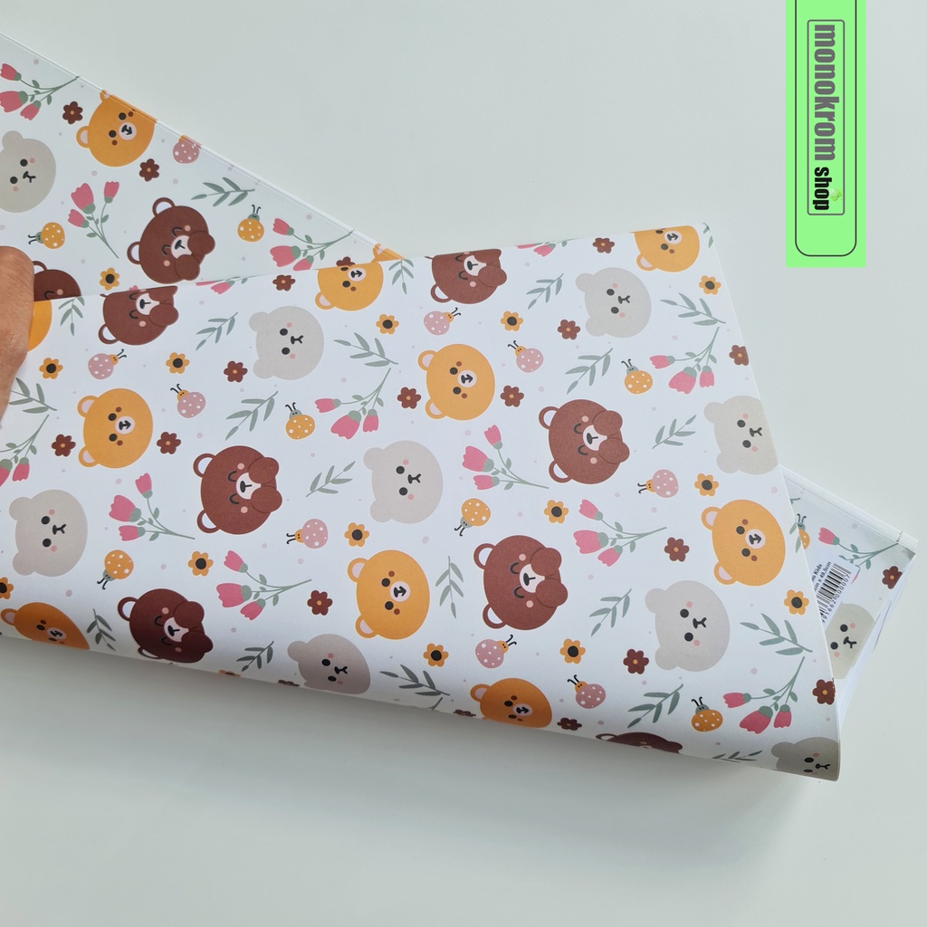 Jual Kertas Kado Sansan Wawa Motif Bear Beruang Cute Floral - Wrapping ...