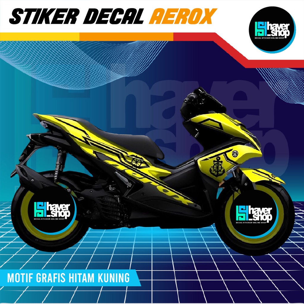 Jual Stiker Motor Keren Dcal Full Body Yamaha Aerox HItam Kuning ...