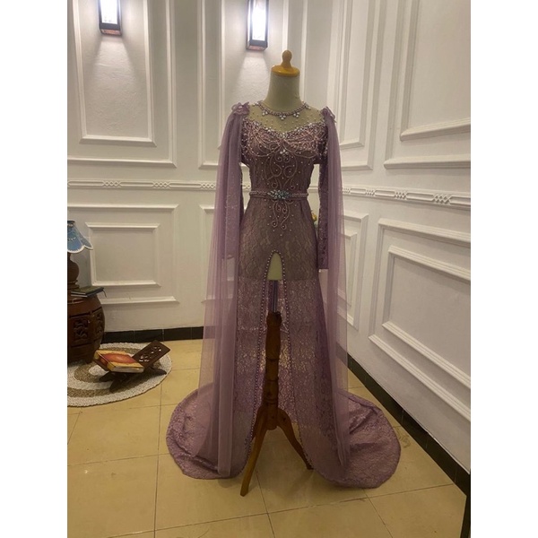 Jual gaun pengantin taro/kebaya pengantin warna taro | Shopee Indonesia
