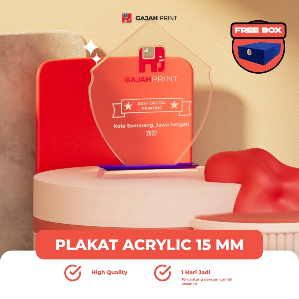 Jual Plakat Acrylic Custom 15 mm + Box Bludru /Piagam Penghargaan ...