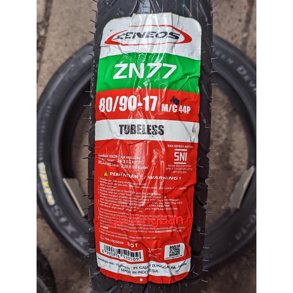 Jual Zeneos ZN77 80 90 17 Tubeless Ban Luar Motor bebek FREE PENTIL ZN ...