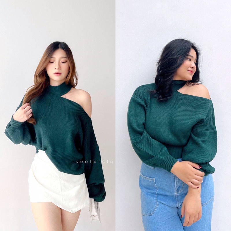 Jual Belle Top Knit / Sweater Knit / Atasan Knit / Turtleneck Top | Shopee Indonesia