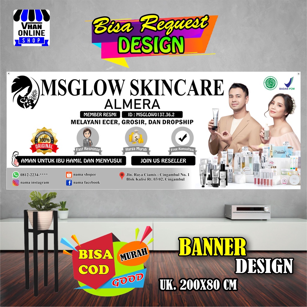 Jual Spanduk Banner Jualan Produk Ms Glow, Skincare, Alat Kecantikan ...
