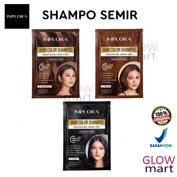 Jual IMPLORA Shampoo Hair Color | Semir Shampo Black Dark Brown ...