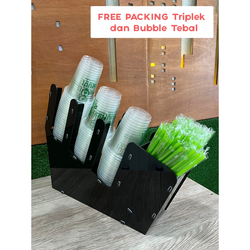 Jual RAK ORGANIZER PAPER CUP DAN STRAW / DISPENSER PAPPER CUP / RAK ...