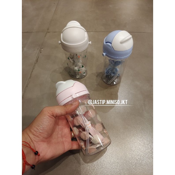 Jual MINISO Botol Minum Sedotan We Bare Bears 400ml (Blue / Grey / Pink ...