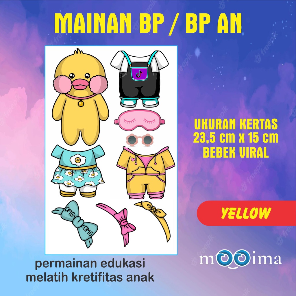 Jual bebek viral Paper doll / mainan edukasi anak bebek viral / mainan ...
