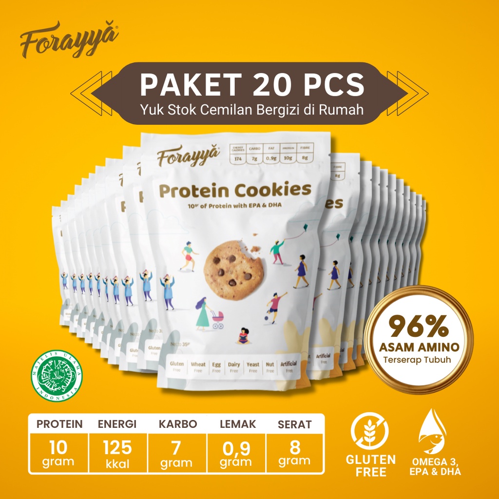 Jual Forayya High Protein Cookies Sehat dengan DHA dan EPA | 20 Pcs ...