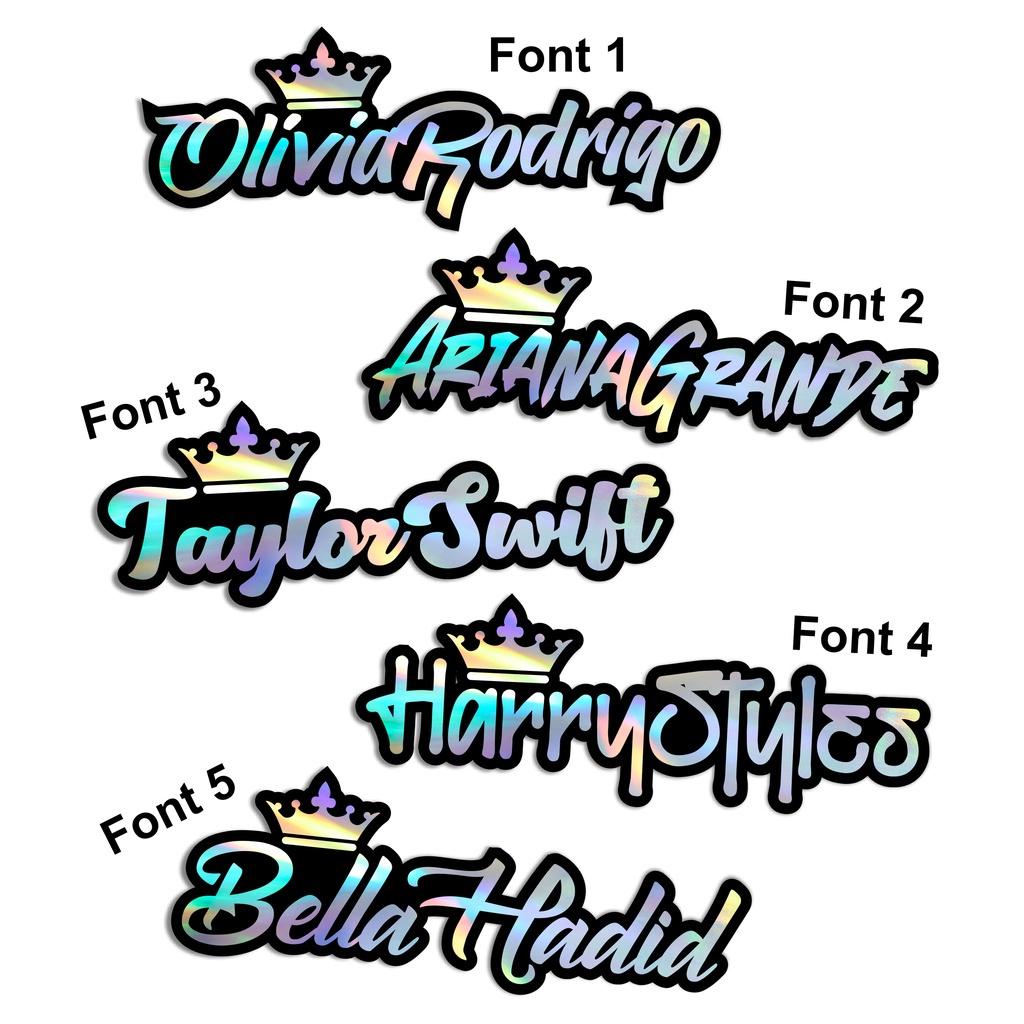 Jual Stiker Nama Mahkota Queen & King Custom Tulisan bahan Hologram ...