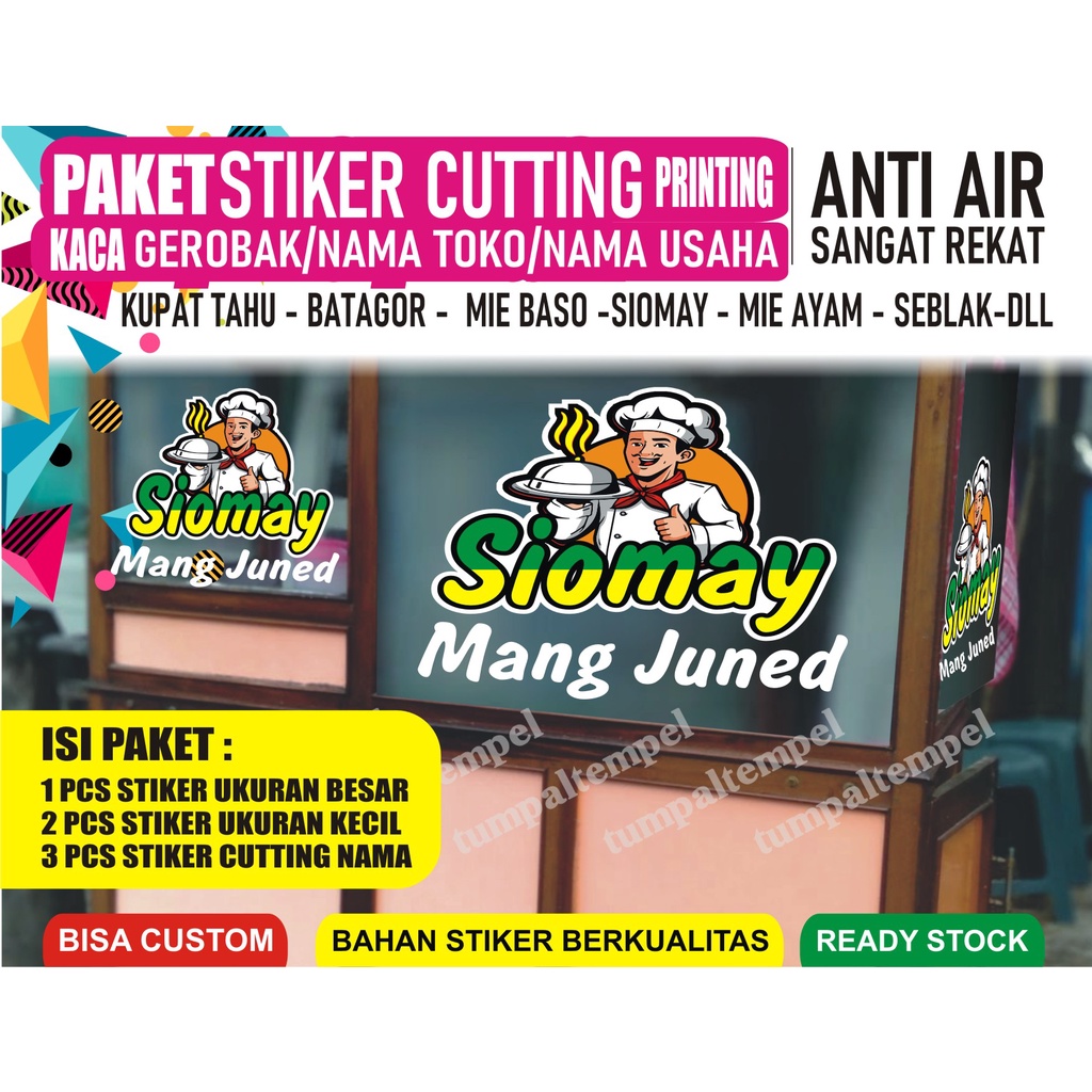 Jual PAKET STIKER KACA GEROBAK TULISAN SIOMAY | Shopee Indonesia
