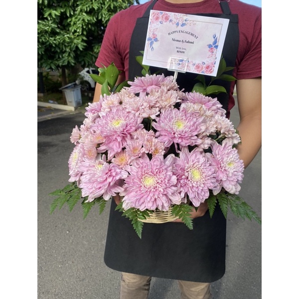 Jual Rangkaian bunga vas rotan krisant aster segar fresh flower grand ...