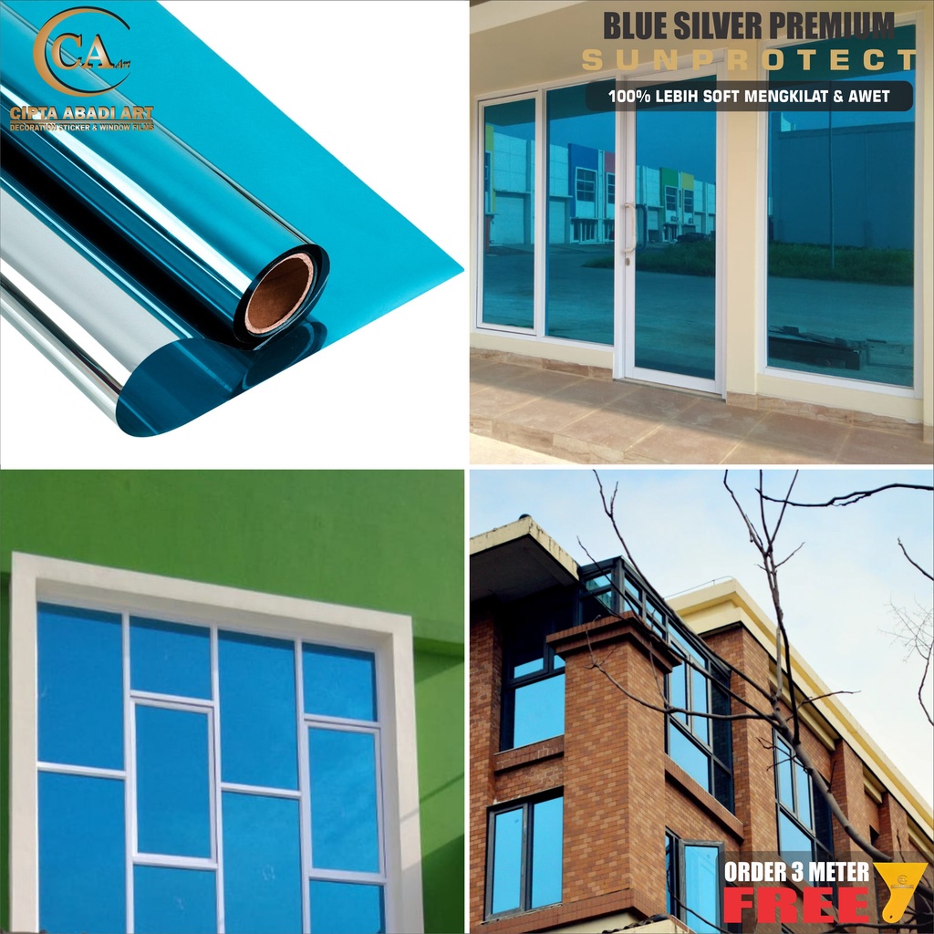 Jual Stiker Kaca Film One Way Biru Silver 152 cm x 50 Meter ( 30 M + 20 ...
