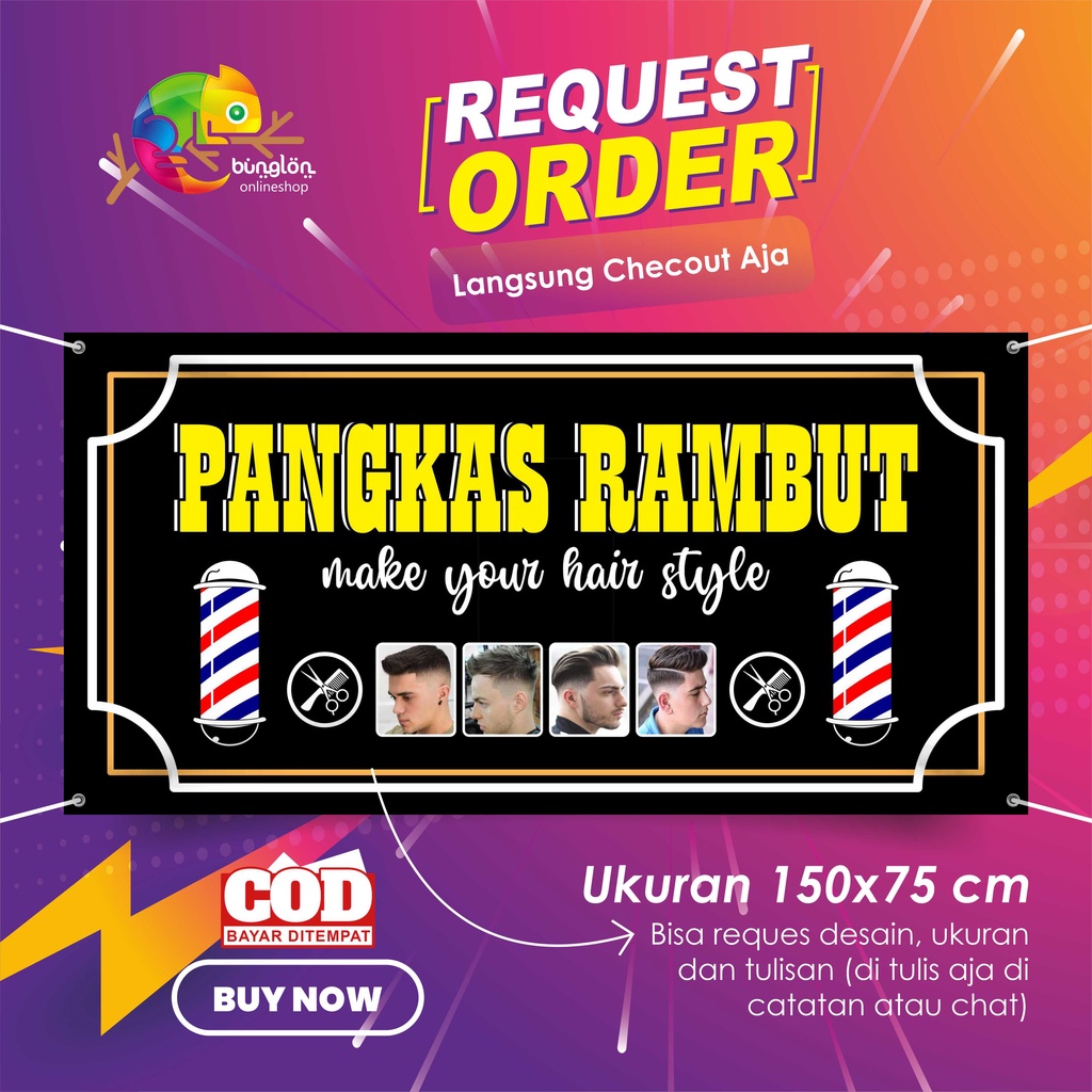 Jual Spanduk, Banner Pangkas Rambut, Potong Rambut Hair Style Bisa ...
