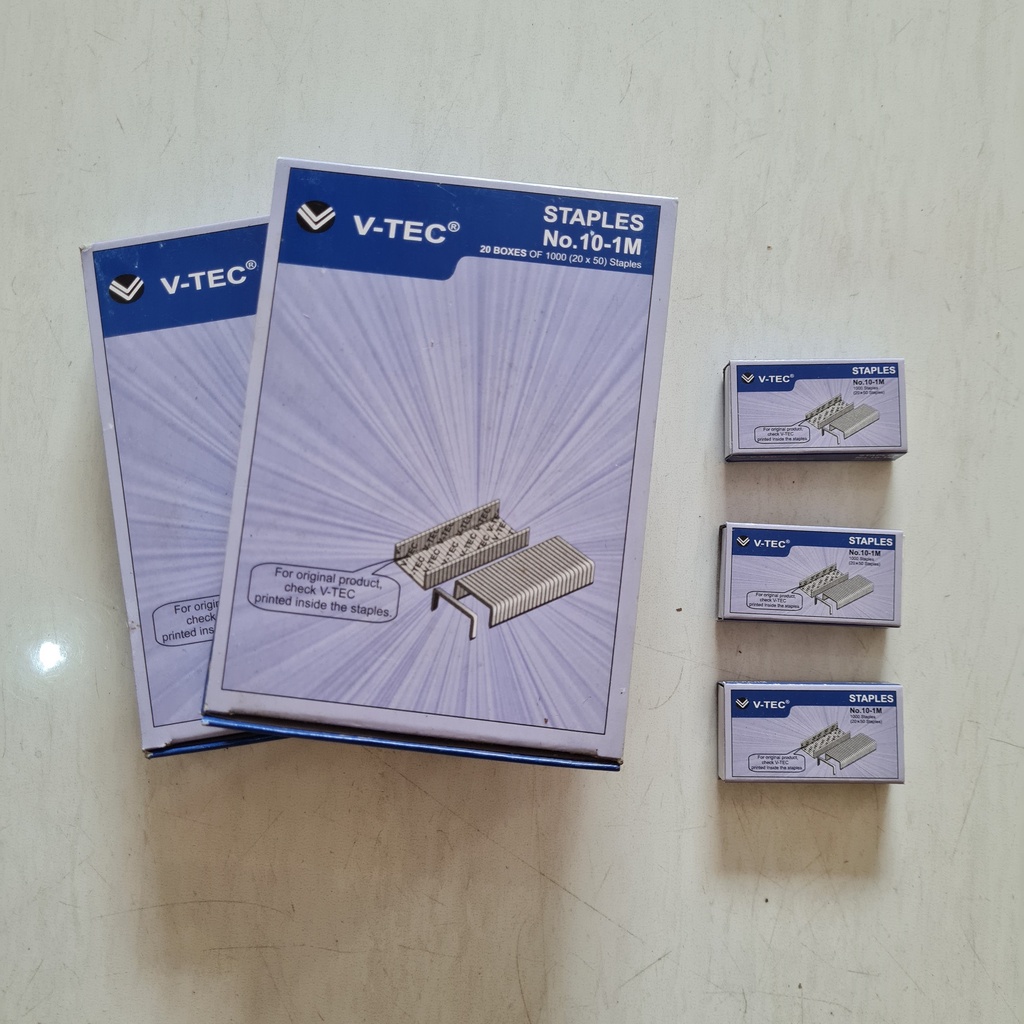 Jual Isi stapler / staples V-TEC No. 10-1M | 1 slop isi 20 box kecil ...