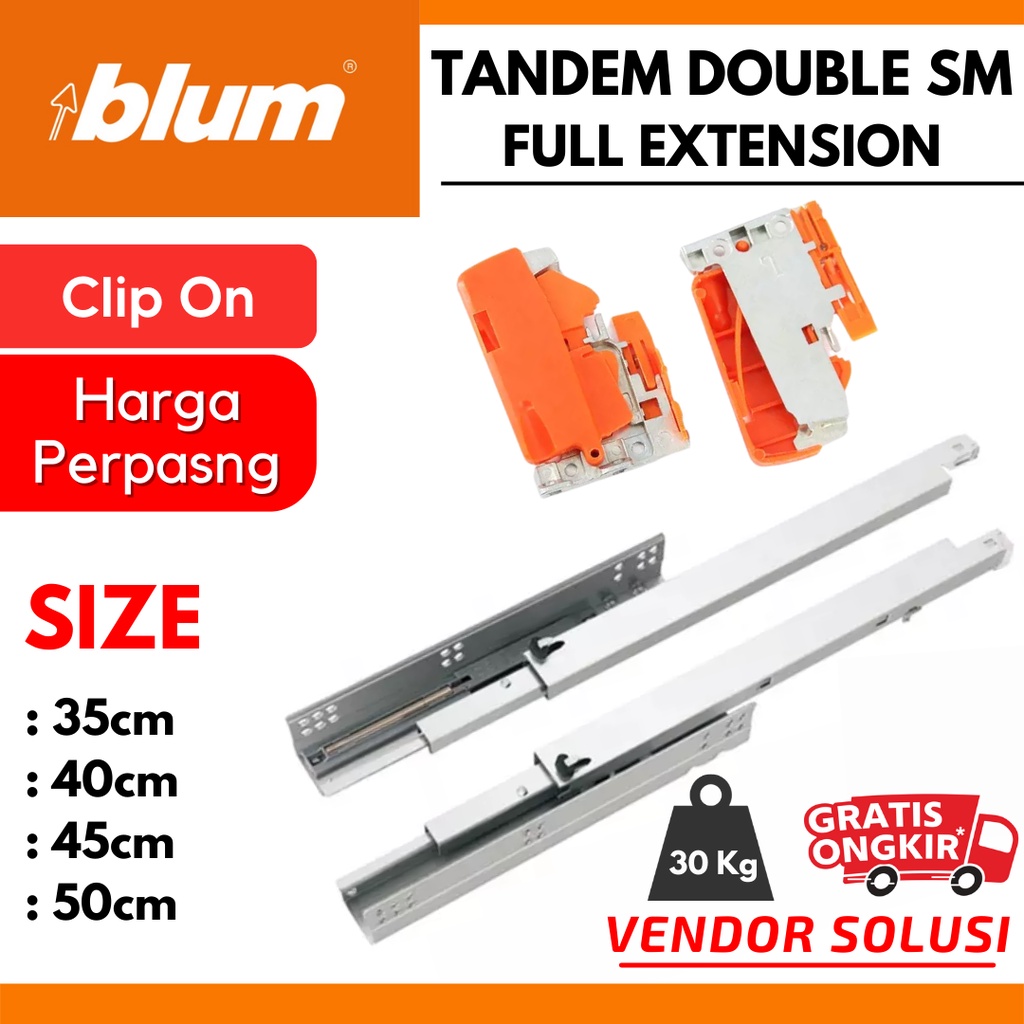 Jual Rel Laci Tandem Blum Full Extension 560H Sepasang Soft Close Closing Slow Motion | Shopee ...