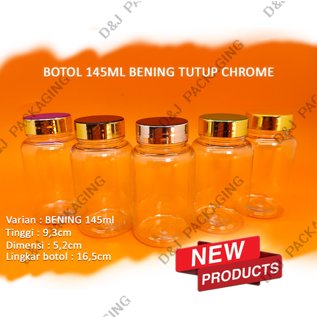 Jual Botol Kapsul isi 100 ukuran 145 ml Bening Chrome List Free Plug ...