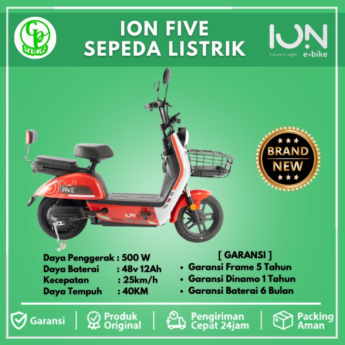 Jual Sepeda Listrik ION FIVE Electric E Bike 500 Watt Garansi Resmi ...