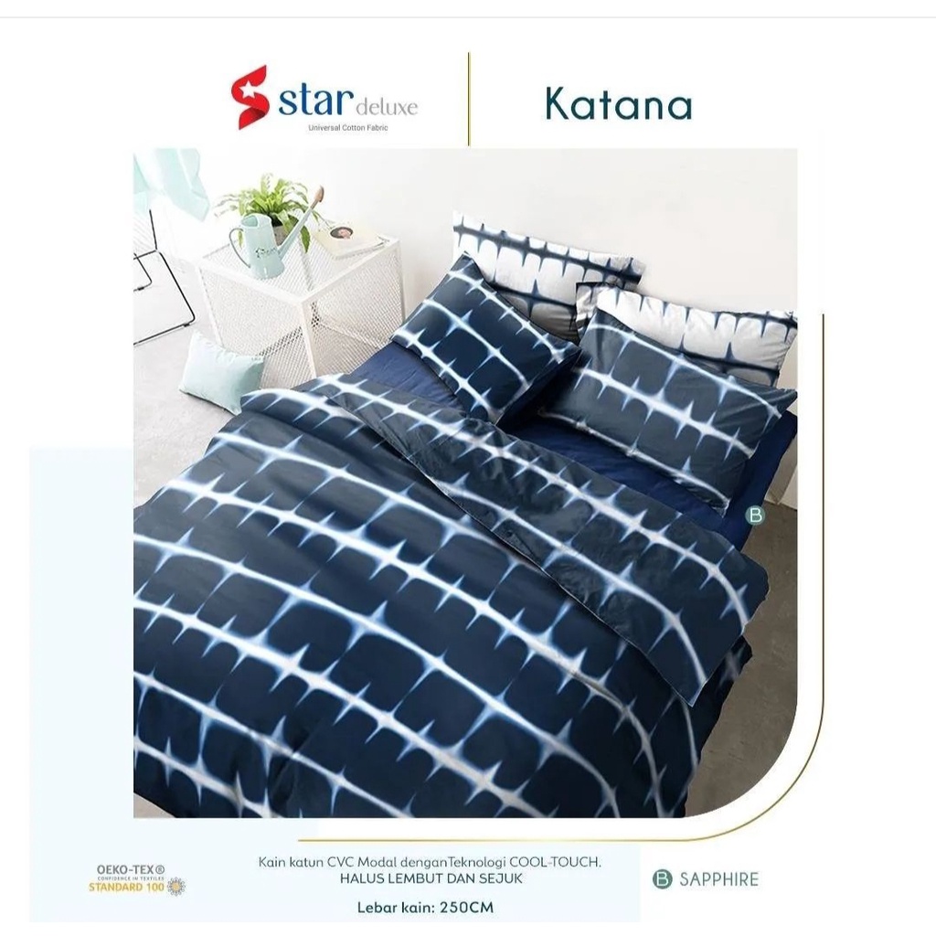 Jual Sprei Homemade Katun Lokal Halus / Motif Katana Warna NAvy Biru ...