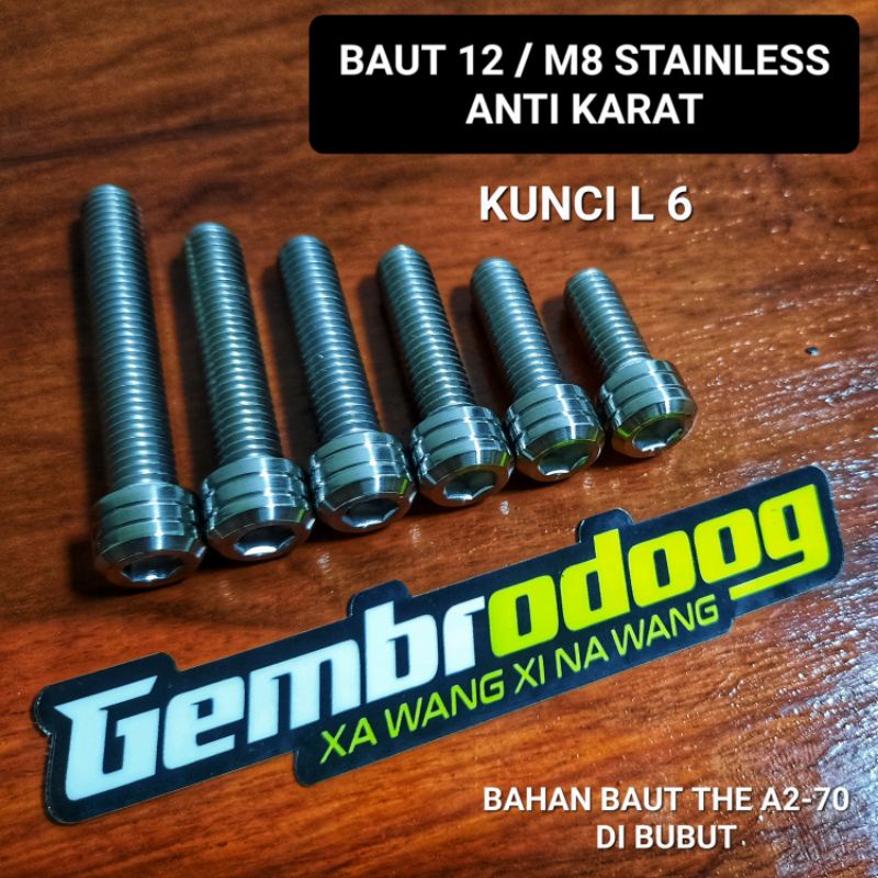 Jual BAUT L STAINLESS M8 / BAUT 12 MOTIF GARIS | Shopee Indonesia