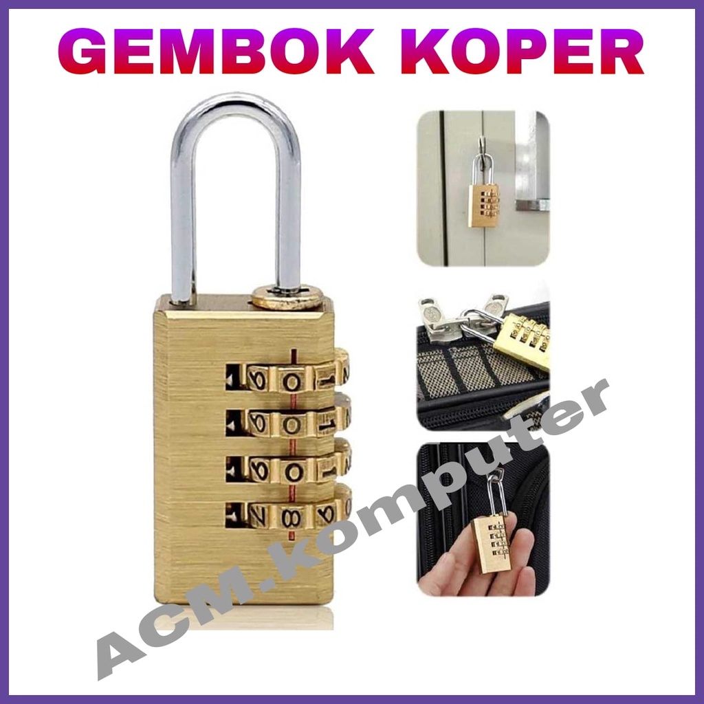 Jual Gembok tas Koper 4 Digit Combination Solid Brass 21x60mm | Shopee ...