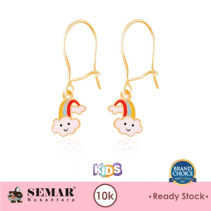 Jual Anting Emas Anak Baby Colour Sweet Rainbow Gold 10K Semar ...