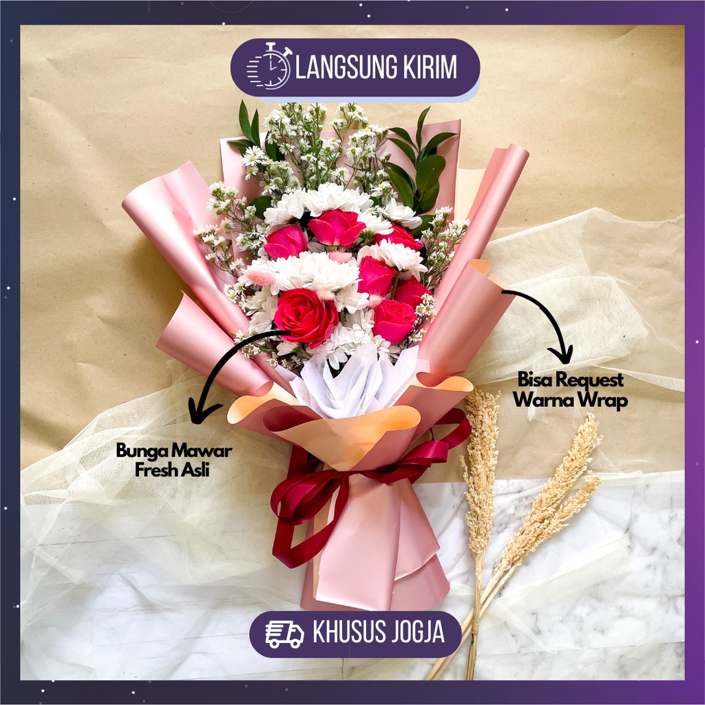 Jual Fresh Bouquet Mawar Buket Bunga Wisuda Hadiah Ulang Tahun Untuk ...