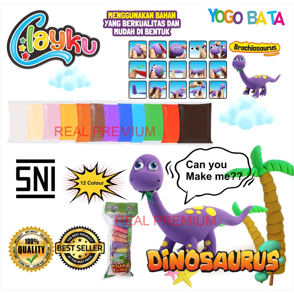 Jual CLAY POLYMER ISI 12 WARNA / CLAY LIGHT RAINBOW / MAINAN LILIN CLAY ...