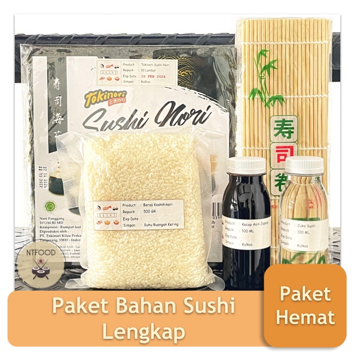 Jual Paket Sushi Lengkap Nori Tokinori Rumput Laut Kering Halal ...
