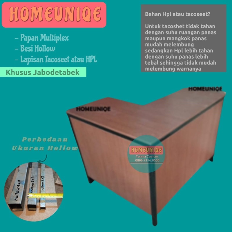 Jual HOMEUNIQE Meja Tipe Type L Kasir Meja Kerja L Meja Serbaguna Meja ...