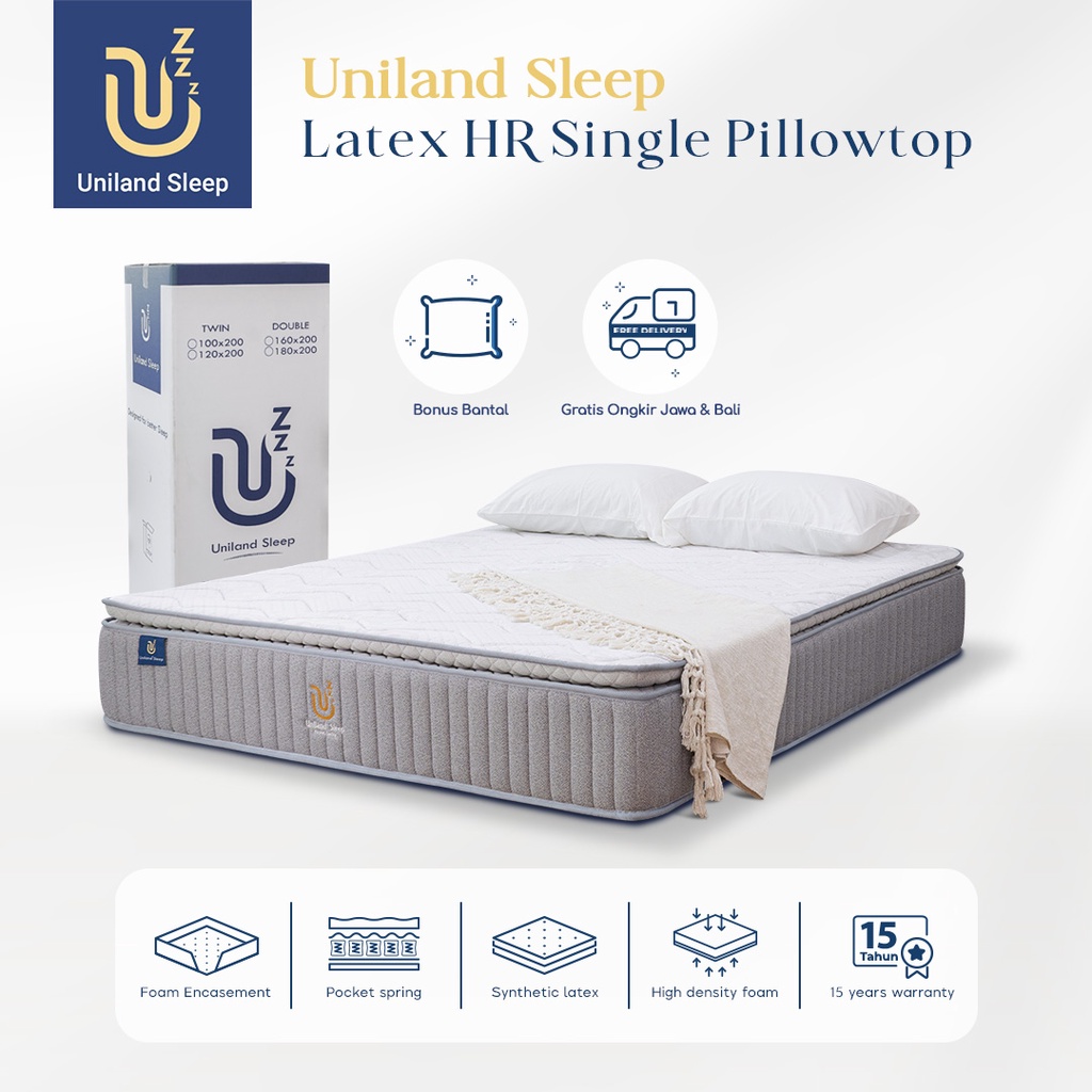 Jual Uniland Sleep Kasur Pocket Spring Latex HR Single Pillowtop 30cm ...