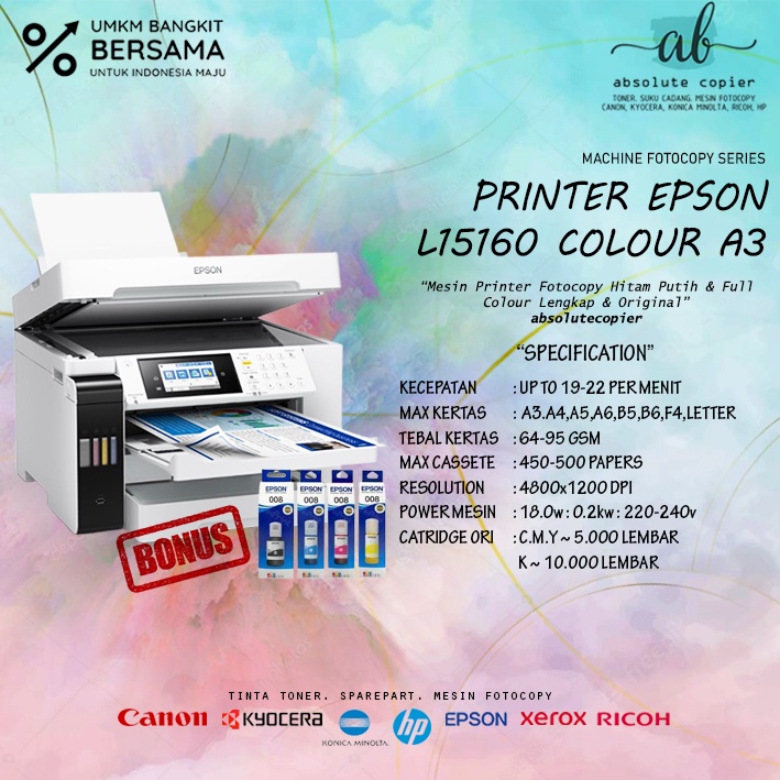 Jual PRINTER EPSON L15160 L 15160 ECOTANK UKURAN A3+ PRINT COPY SCAN ...