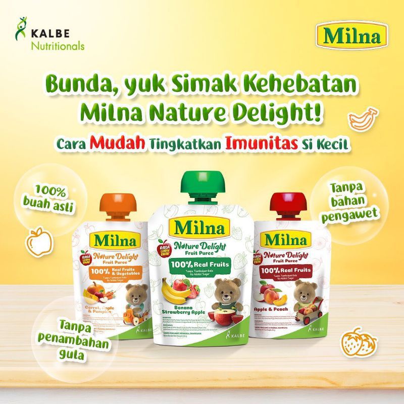 Jual Exp date 2023 Milna Nature Delight 80 gr Puree buah Jus buah Snack ...