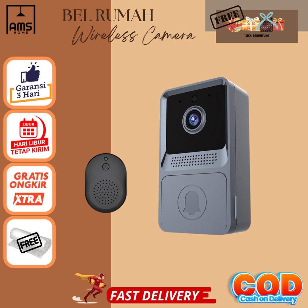 Jual Bel rumah tanpa kabel Door BELL WITH CAMERA WiFi Video DOORBELL ...