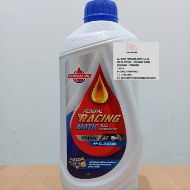 Jual OLI FEDERAL RACING MATIC 10W-40 1L UNTUK MOTOR MATIC KAPASITAS 1 ...
