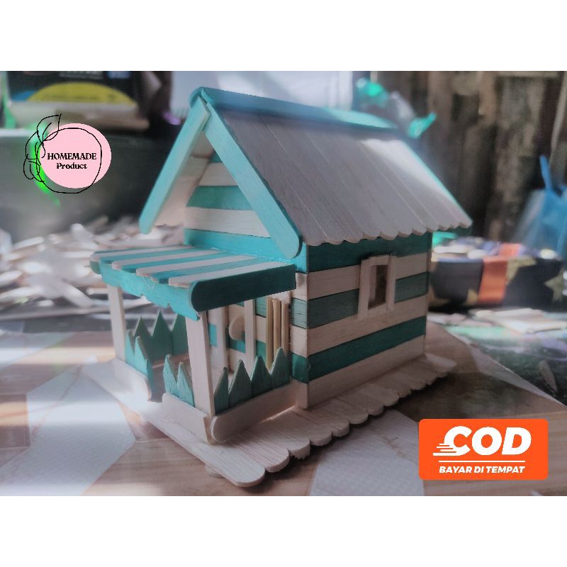 Jual miniatur rumah stik es krim terbaru prakarya kerajinan tangan ...