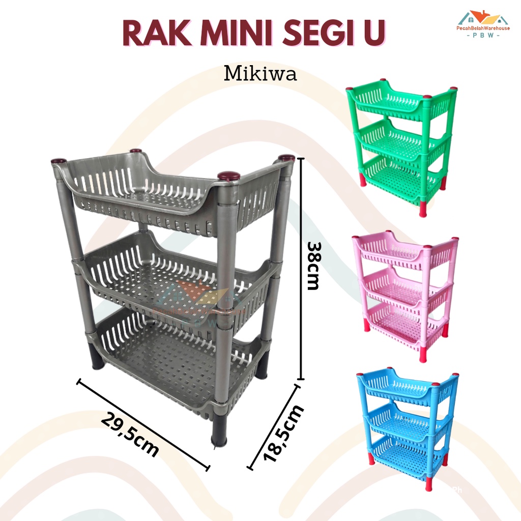 Jual Rak Plastik Mini Segi U Susun 3 / Rak Susun 3 Plastik / Rak ...