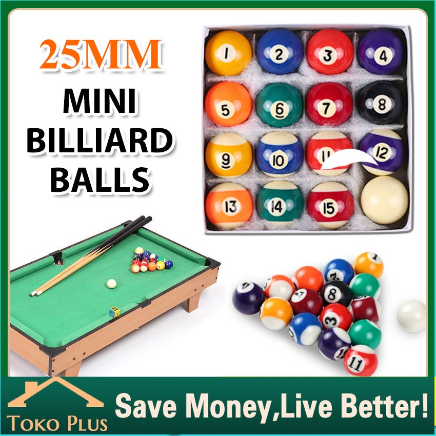 Jual 16Pcs Mini Pool Ball Set - 1.1/2" Game - Bola Billiard Biliar ...