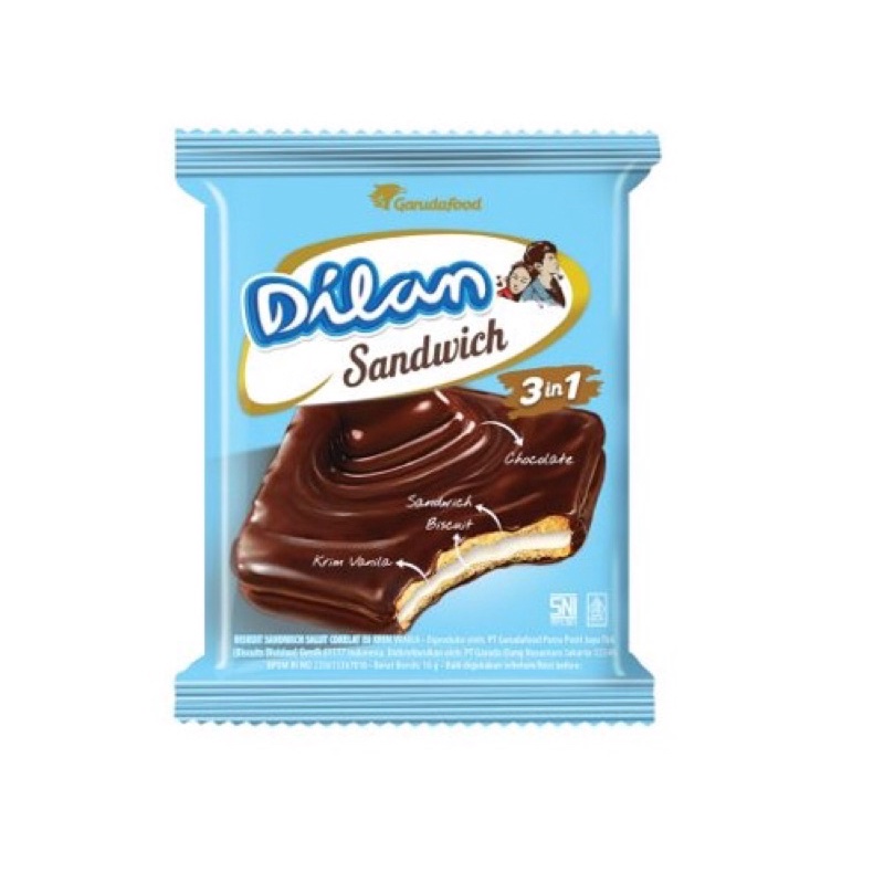 Jual Dilan Sandwich 3 in 1 Coklat 16g Isi 10pcs (Kemasan Renceng ...
