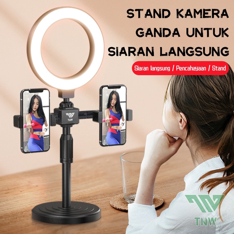 Jual TNW Ring light 16cm+Tripod +2 Holder HP Ring light Tripod Mini Stand HP Live stream Selfie ...